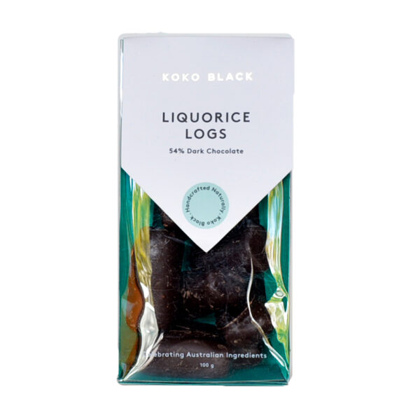 Koko Black Liquorice Logs 54% Chocolate 100g - Biviano & Sons