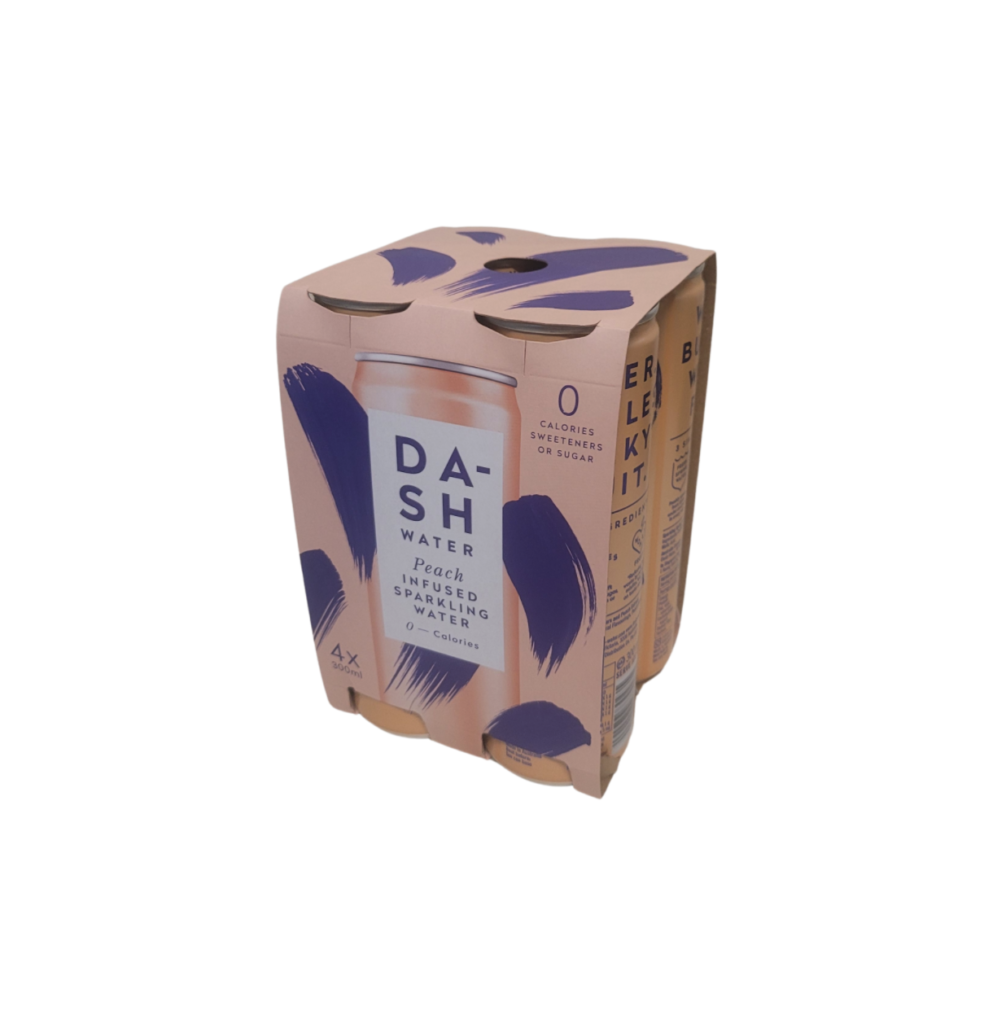 DASH Water peach infused sparkling water (4pk) - Biviano & Sons